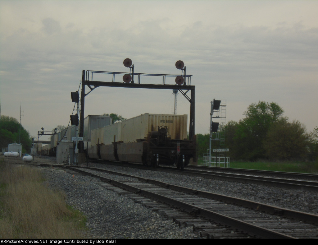 BNSF 5534 leading a double stack east bound last car